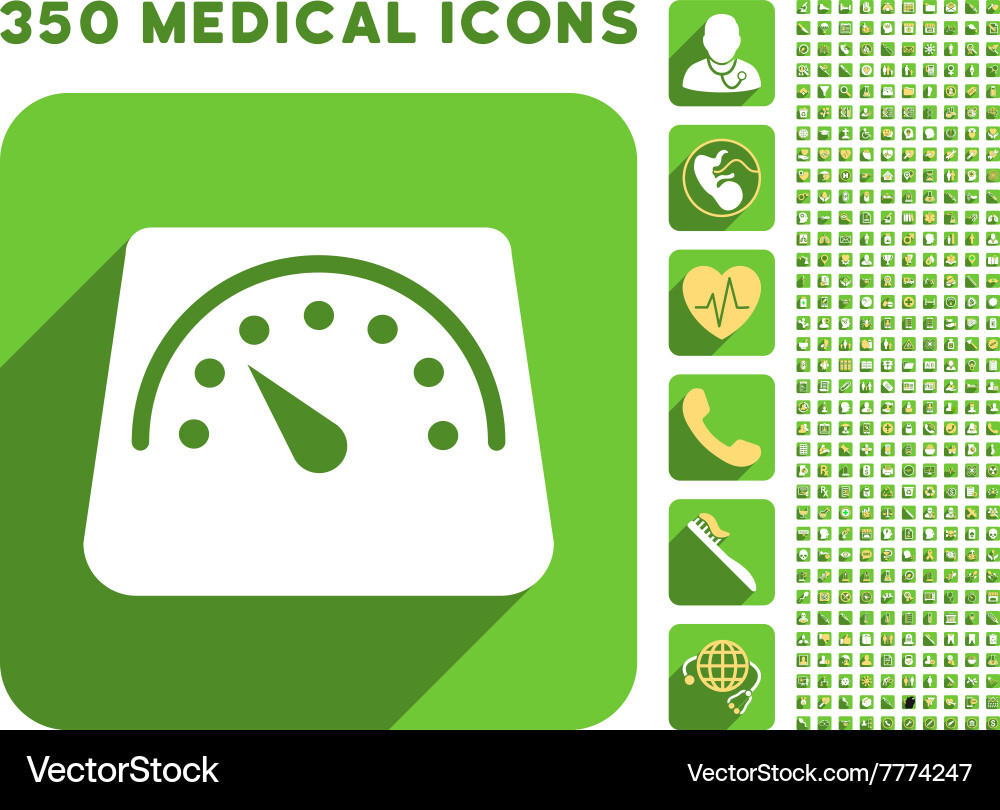 Floor Weight Meter Icon and Medical Longshadow Vector Image