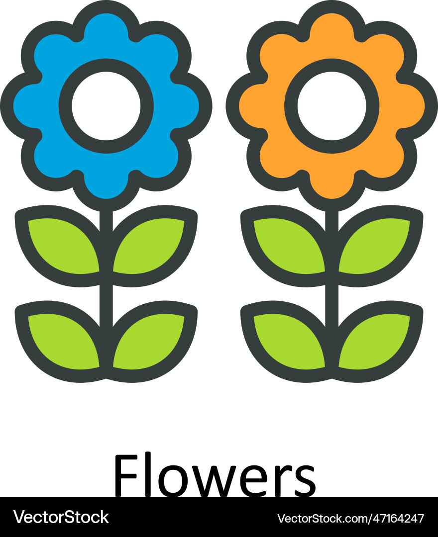 Flowers fill outline icon design Royalty Free Vector Image