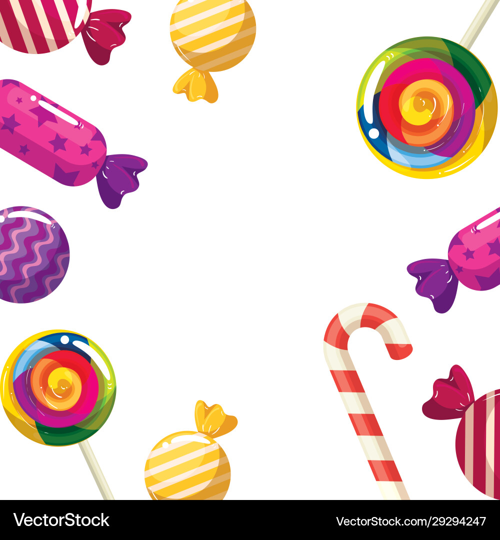 Frame delicious candies decoration Royalty Free Vector Image