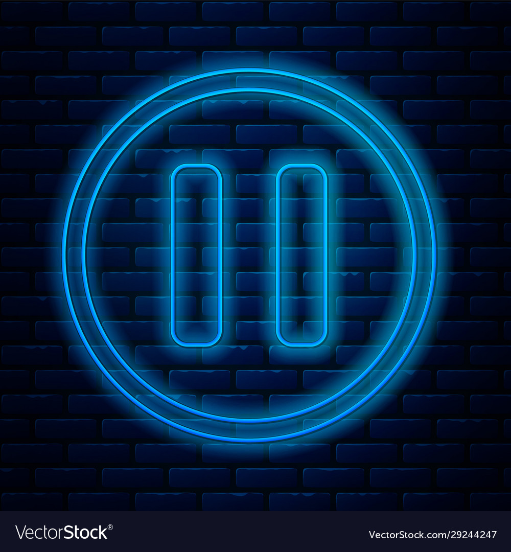 Glowing neon line pause button icon isolated Vector Image Glowing neon line pause button icon isolated Vector Image