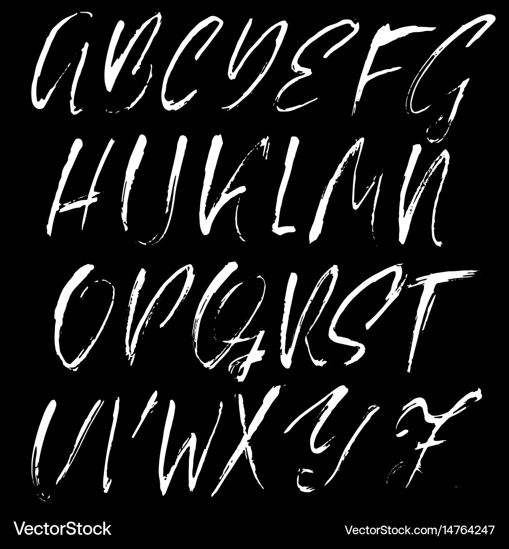 Hand drawn dry brush font modern lettering Vector Image