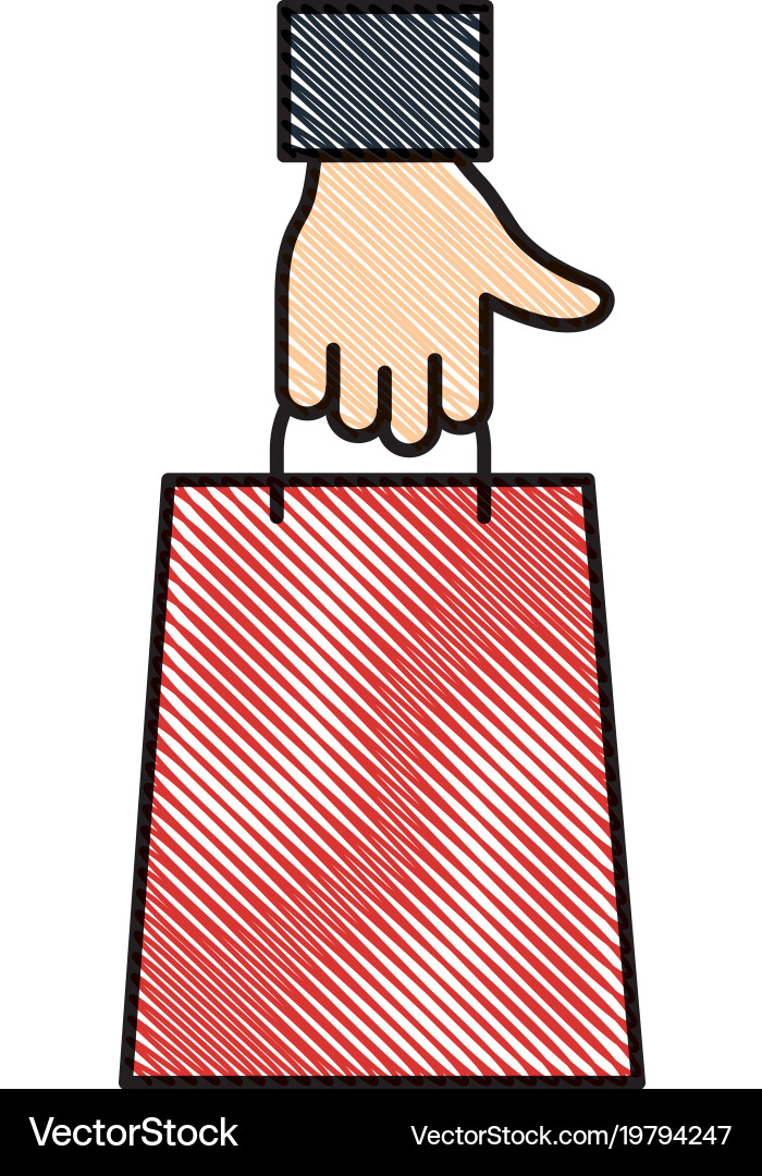 Hand with shopping bag isolated icon Royalty Free Vector