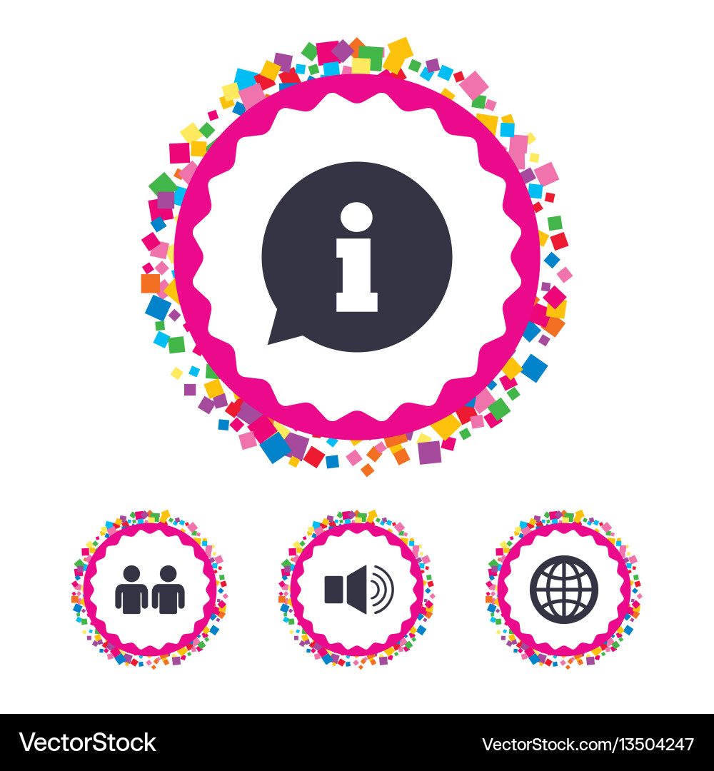 Information sign and group communication icons Vector Image