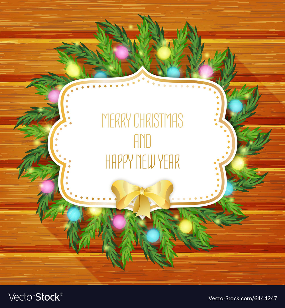 Merry christmas greeting card with tree Royalty Free Vector