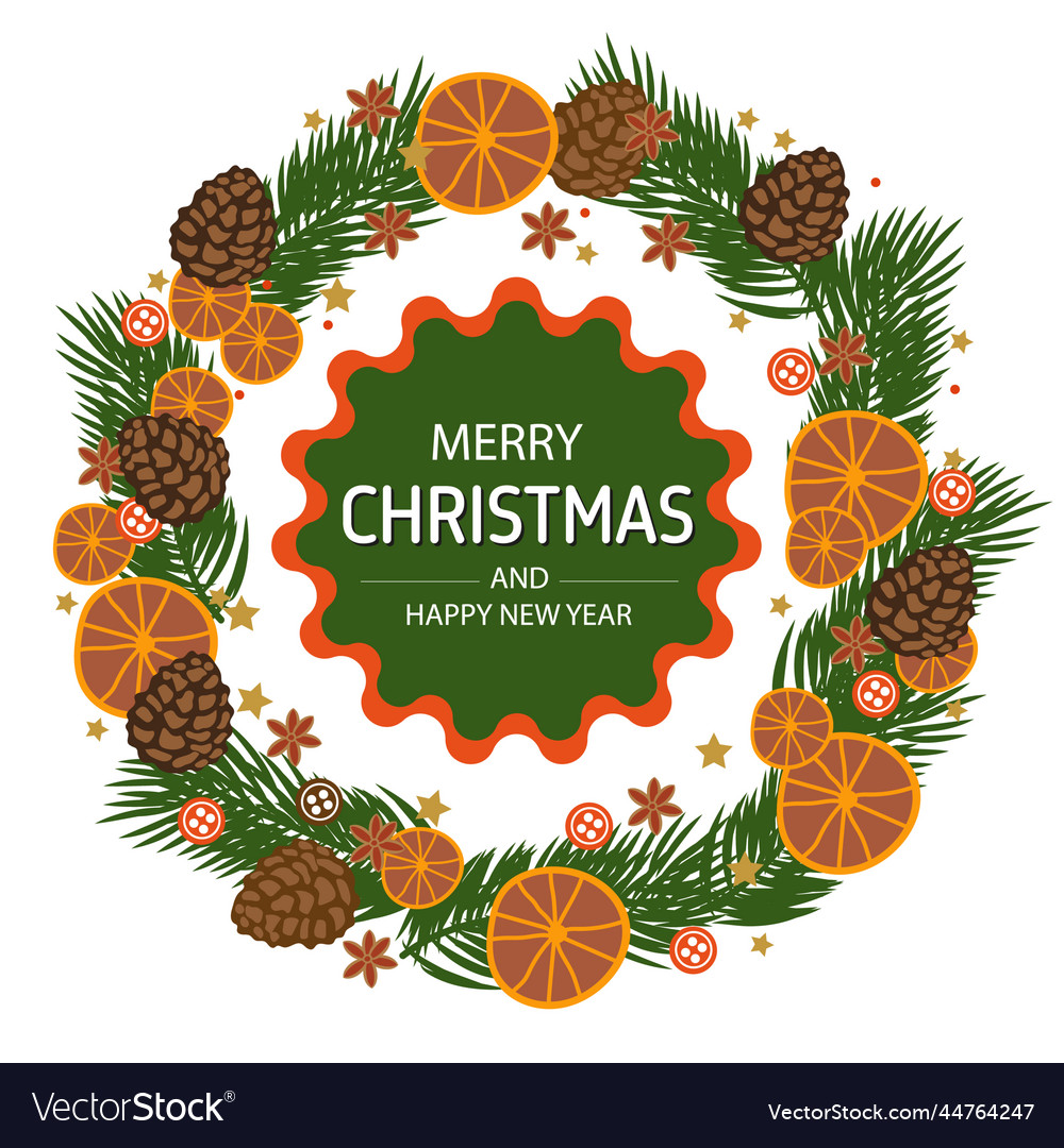 Merry christmas wreath Royalty Free Vector Image