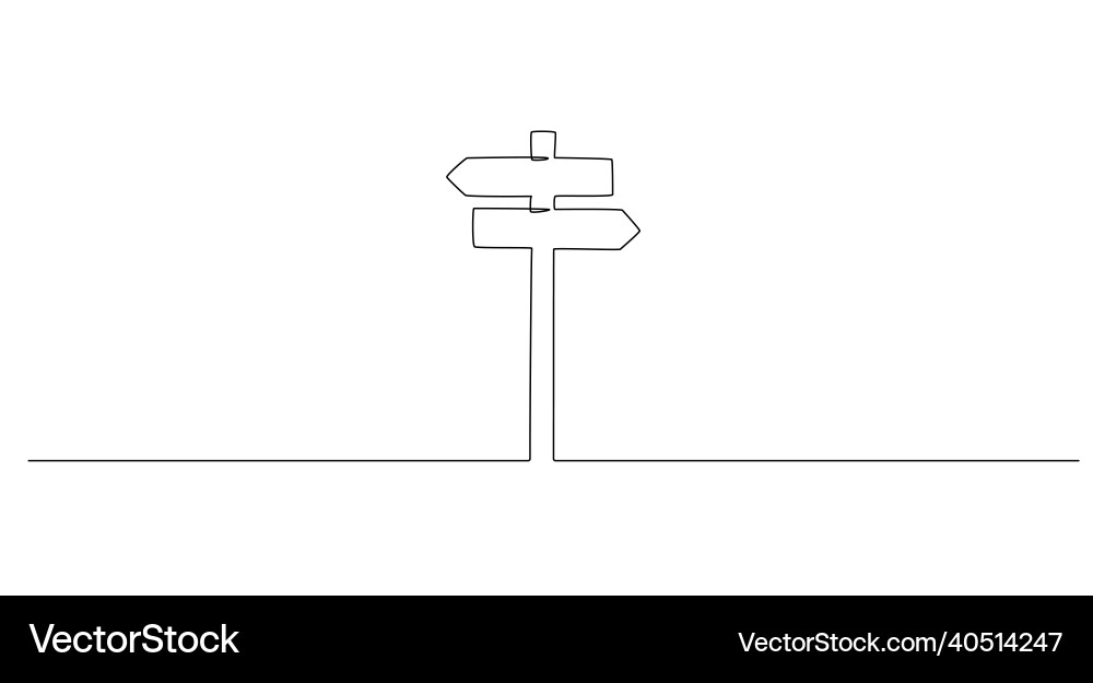 One continuous line drawing of road direction Vector Image