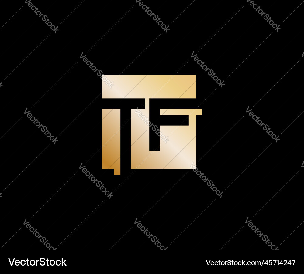 Simple gold letter tf logo design template Vector Image