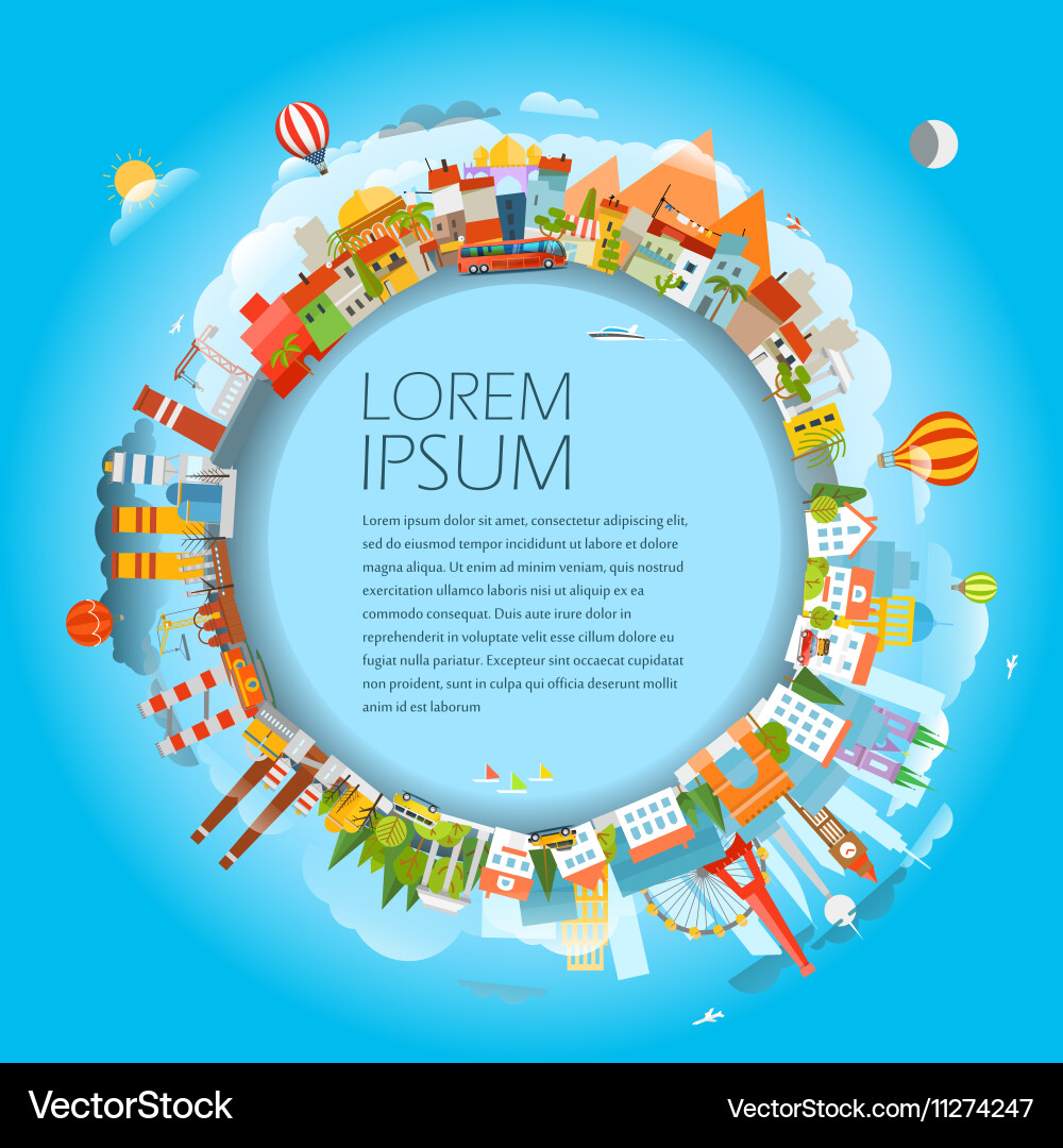 The earth and different locations travel concept Vector Image
