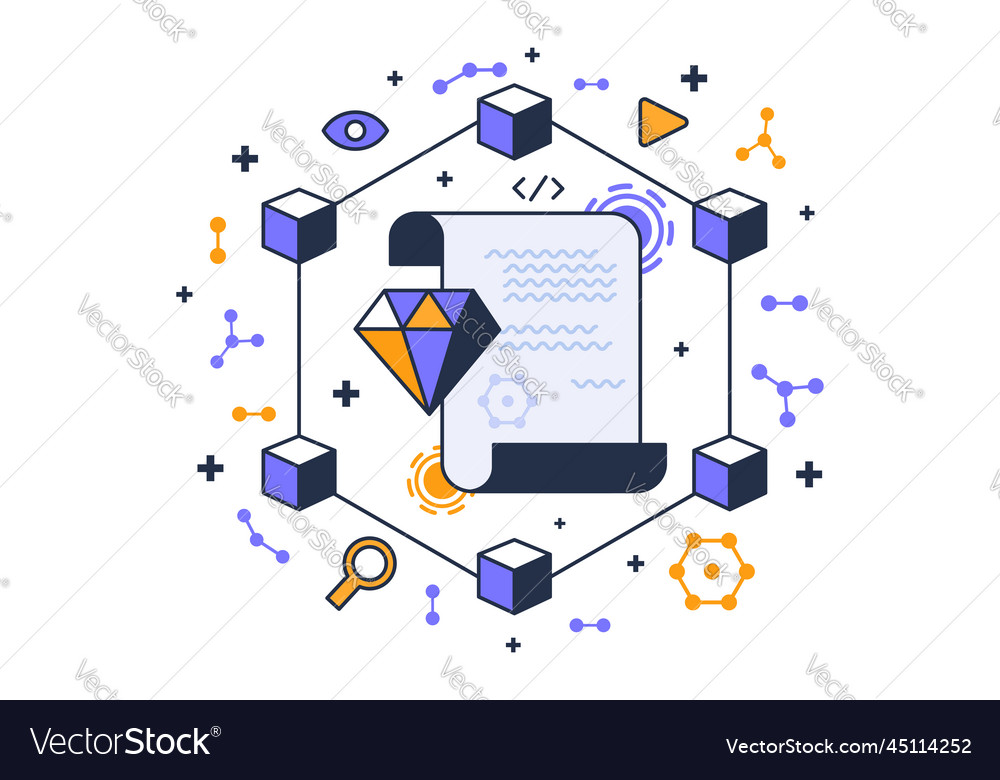 Blockchain smart contract based technology Vector Image