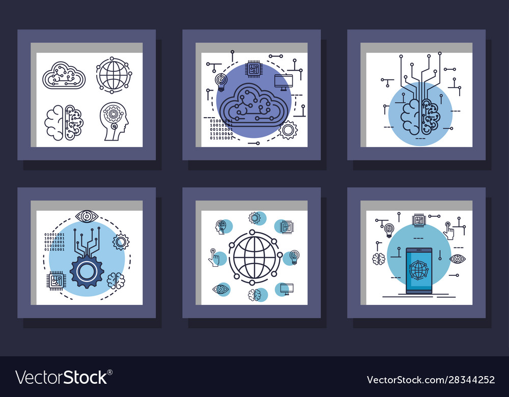 Bundle designs intelligence artificial and set Vector Image