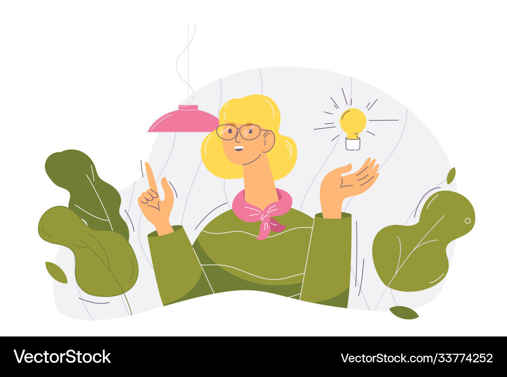 Girl has an good idea isolated image Royalty Free Vector