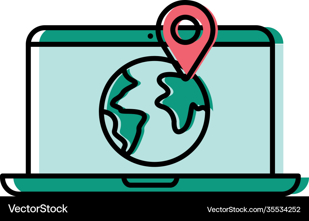 Gps mark on world in laptop design Royalty Free Vector Image