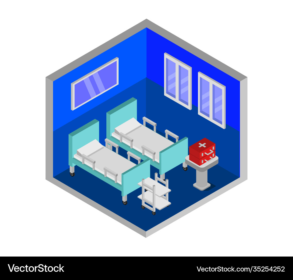 Isometric hospital room on a white background Vector Image