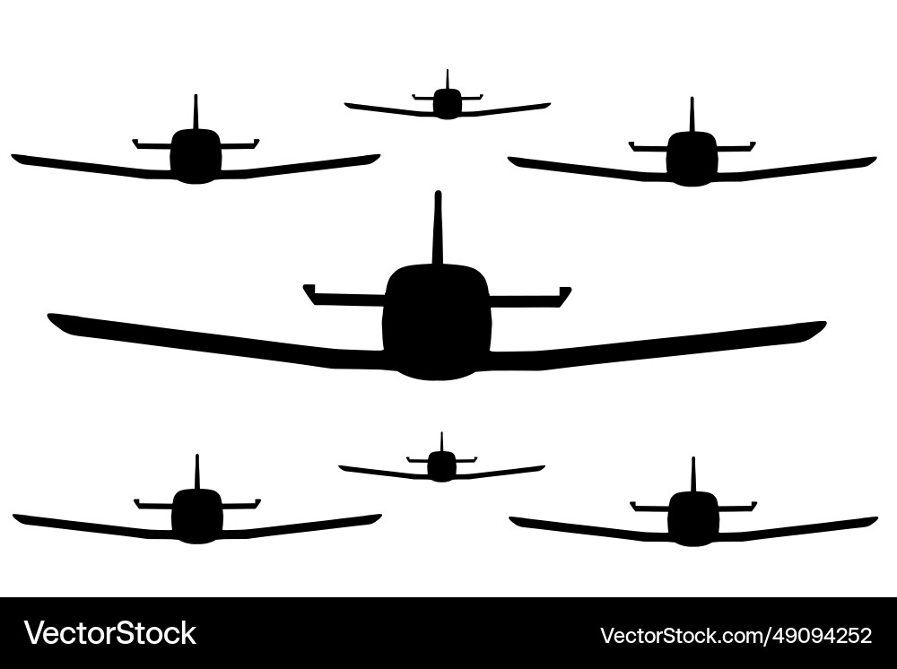 Kamikaze plane jet fighter formation silhouette Vector Image