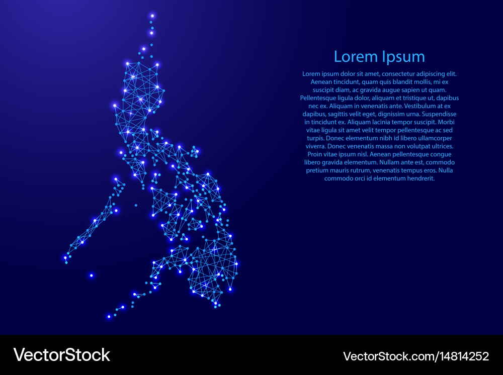 Map of philippines from polygonal blue lines Vector Image