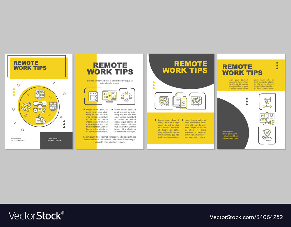 Remote work tips brochure template Royalty Free Vector Image