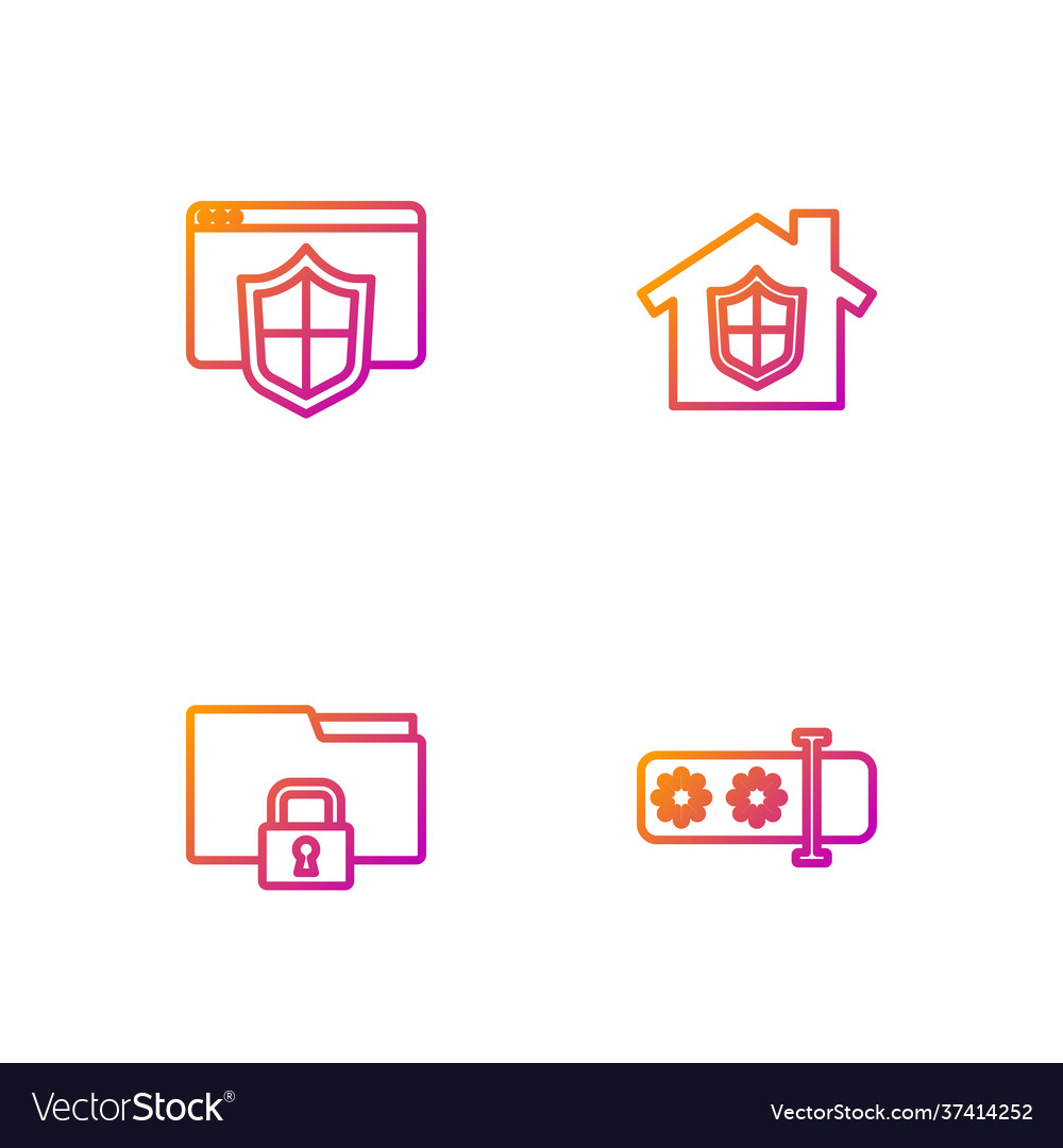 Set line password protection folder and lock Vector Image Set line password protection folder and lock Vector Image