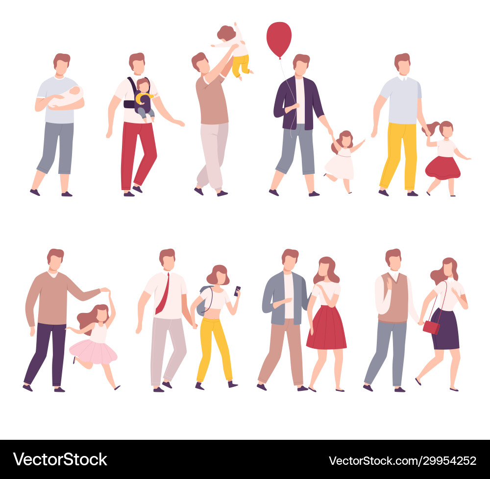 Stages family development set father with his Vector Image