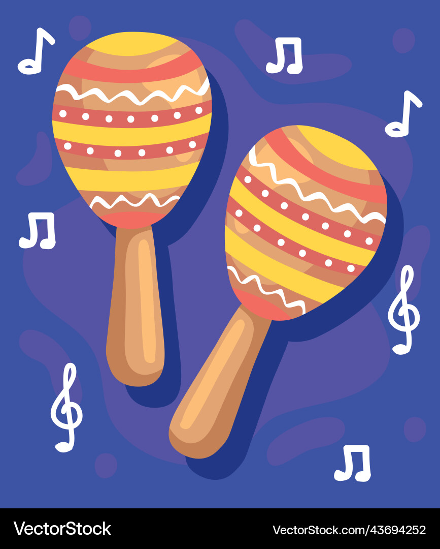 Tropical maracas musical instruments Royalty Free Vector