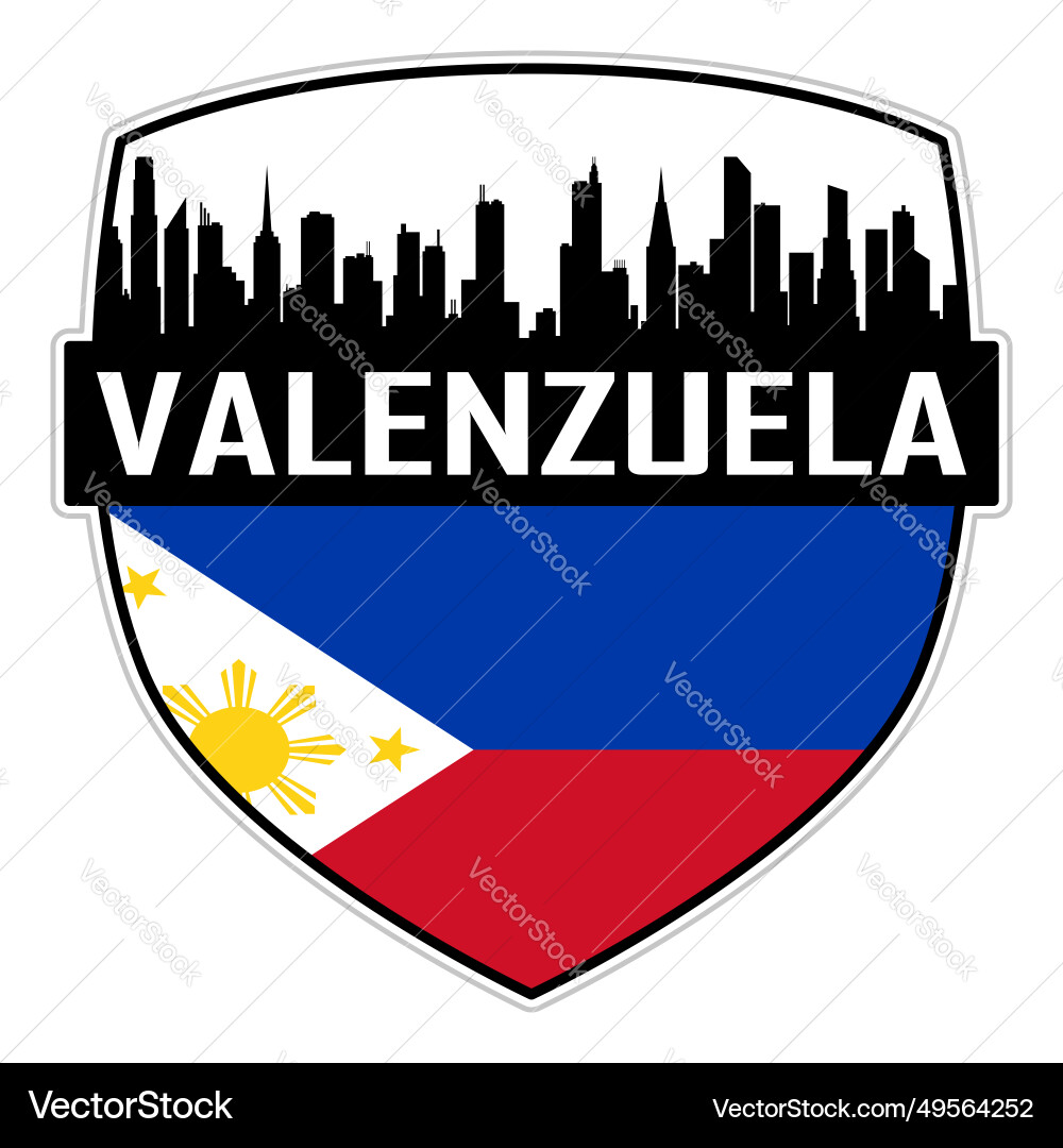 Valenzuela skyline silhouette philippines flag Vector Image