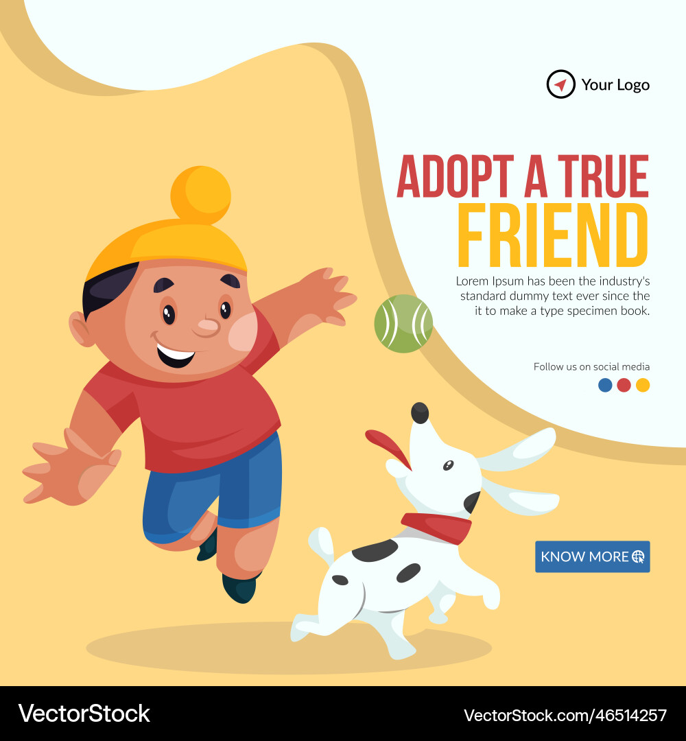 Adopt a true friend banner design Royalty Free Vector Image