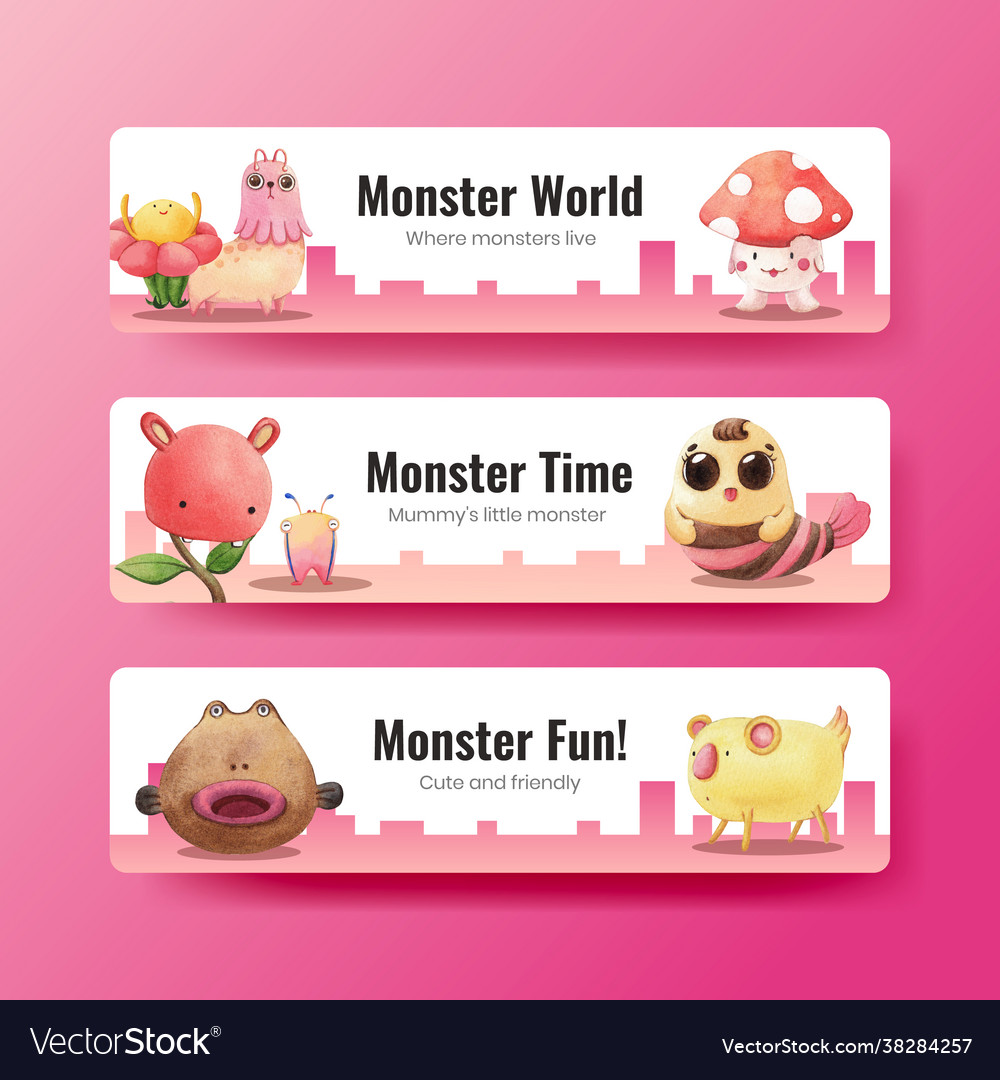 Banner template with monster concept design Vector Image
