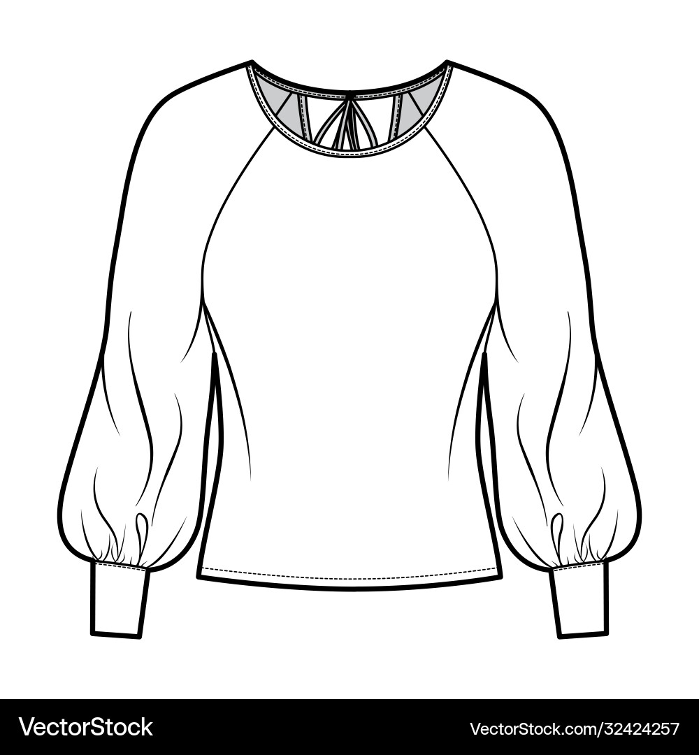 Blouse technical fashion with wide Royalty Free Vector Image
