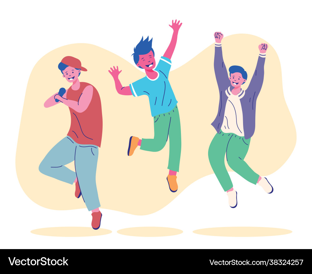 Boys cartoons jumping collection Royalty Free Vector Image