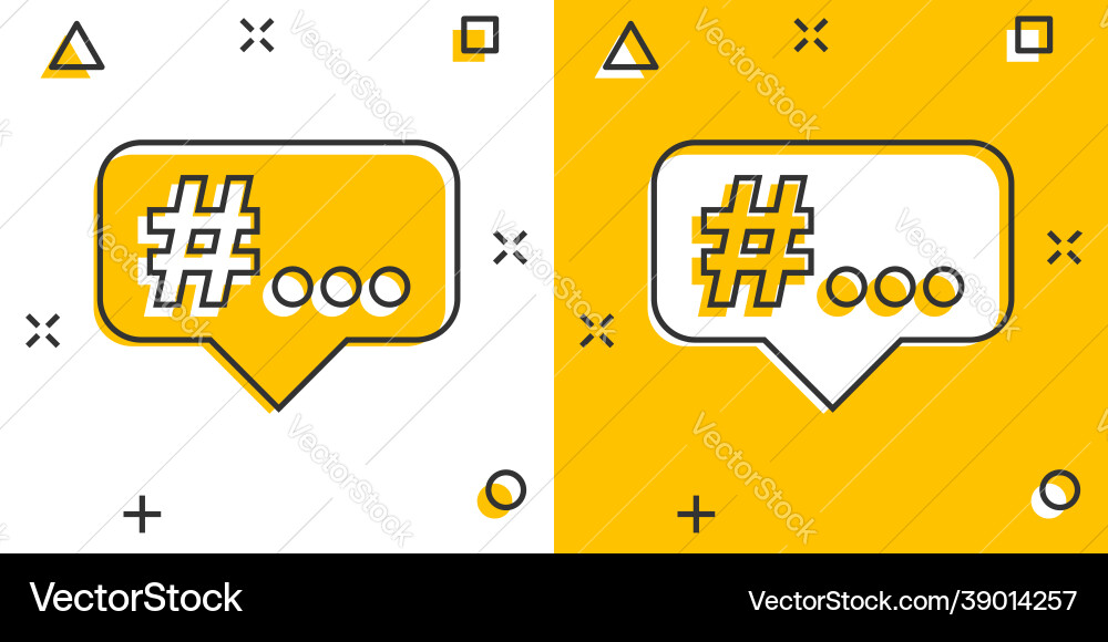Cartoon hashtag icon in comic style social media Vector Image