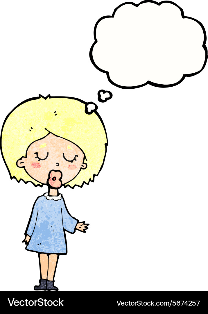 Cartoon woman explaining her point with thought Vector Image