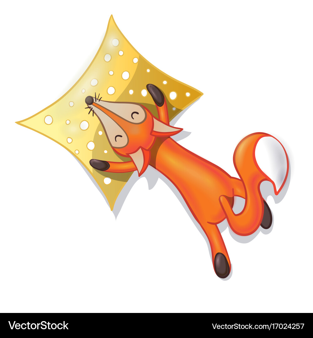 Cute cartoon sleeping fox with pillow isolated Vector Image