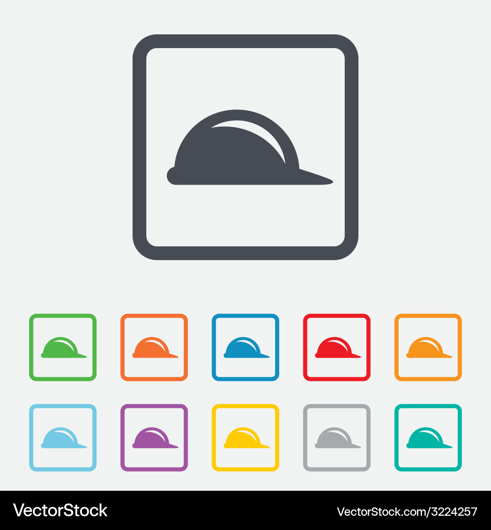 Hard hat sign icon construction helmet symbol Vector Image