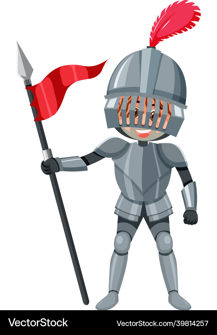 Knight cartoon character on white background Vector Image