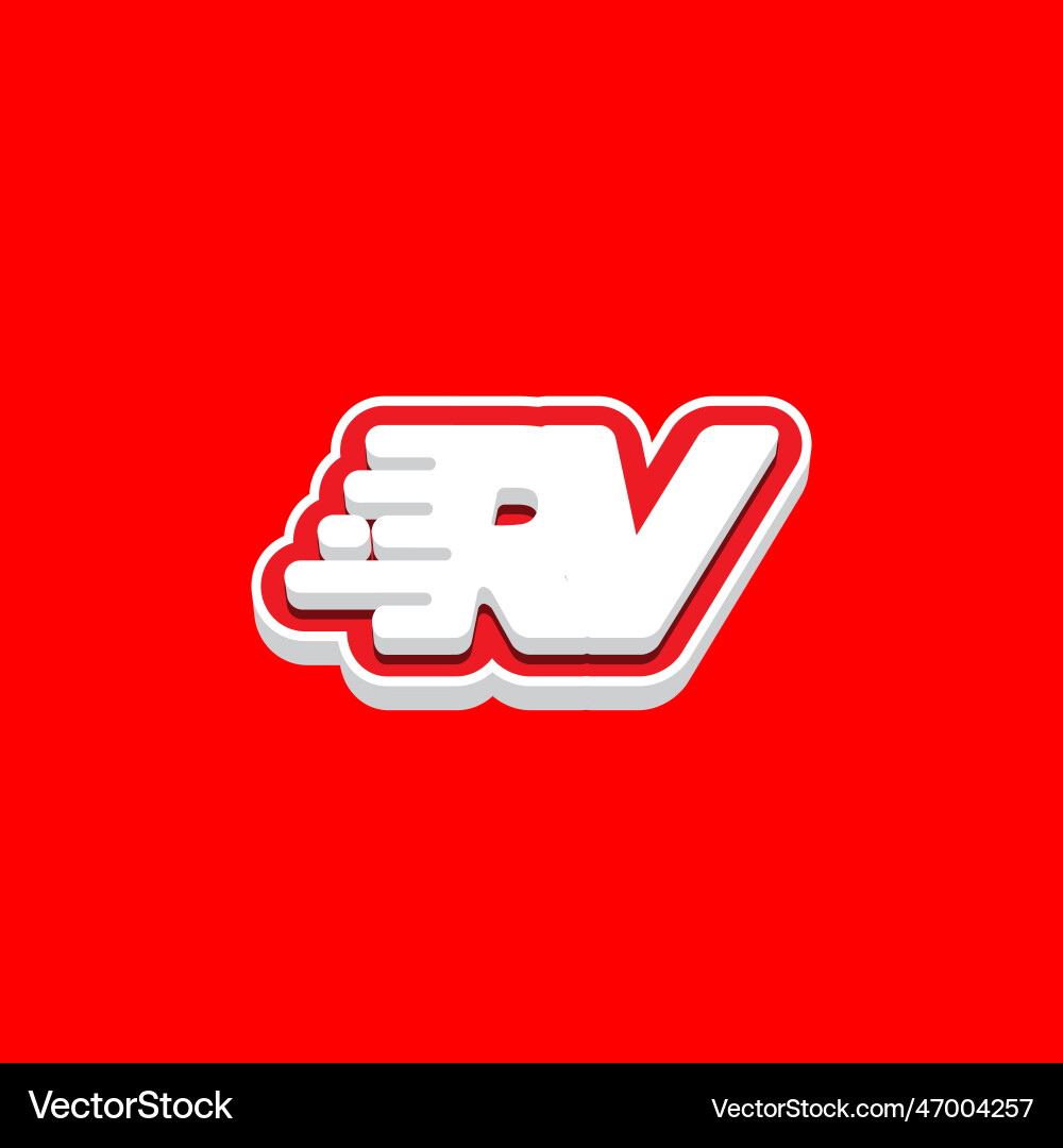 Letter rv fast speed technology modern logo design