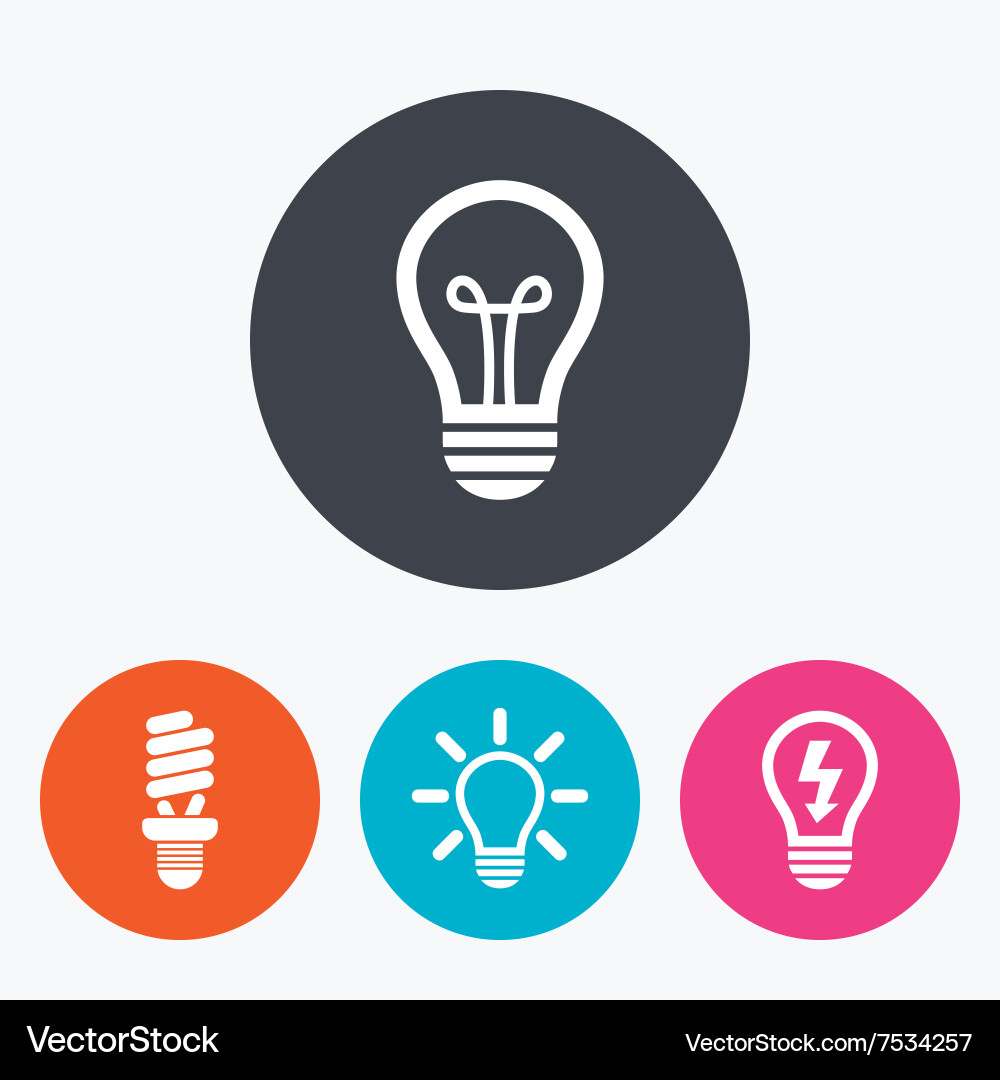 Light lamp icons energy saving symbols Royalty Free Vector