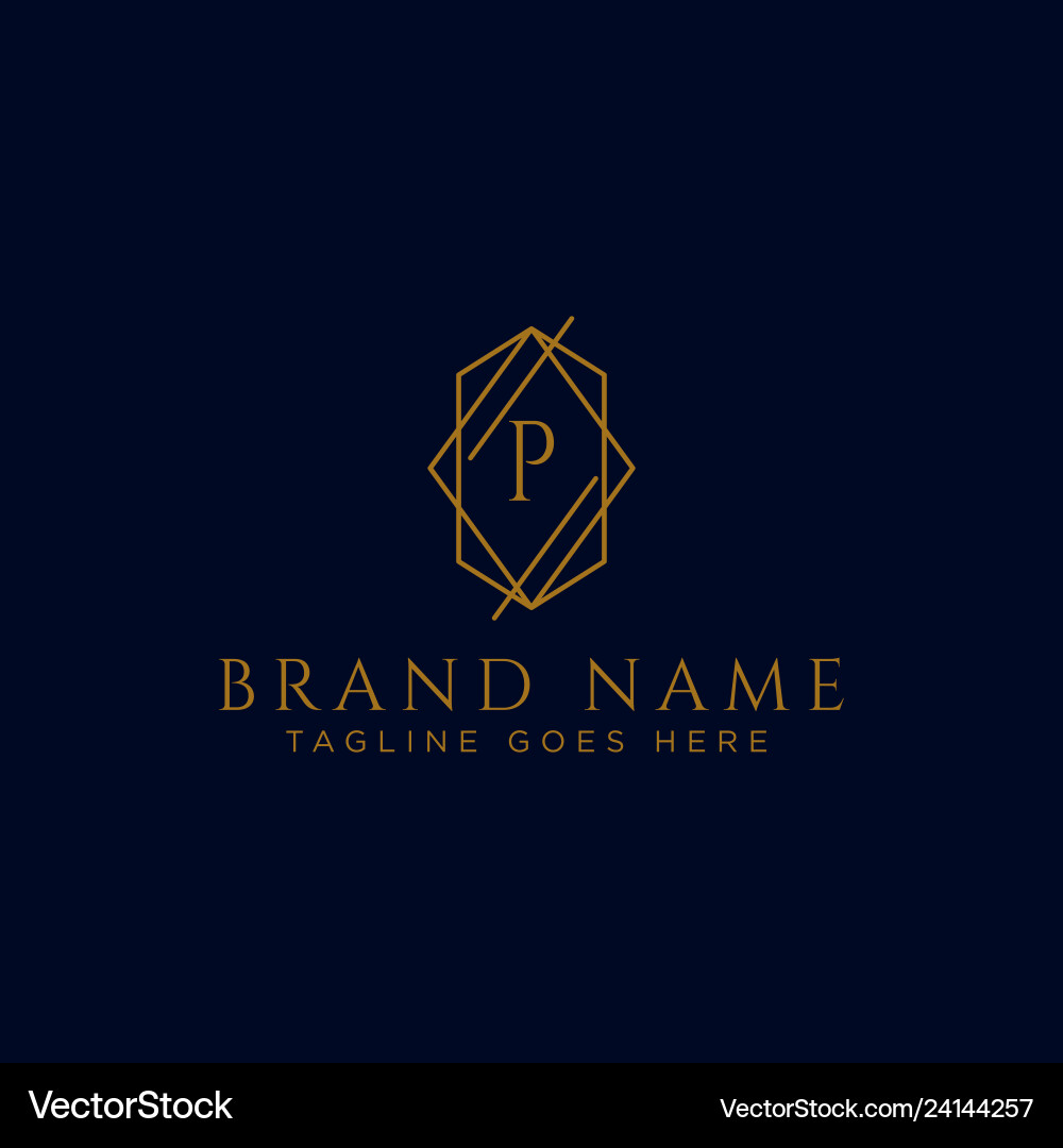 Luxury logotype premium letter p logo Royalty Free Vector