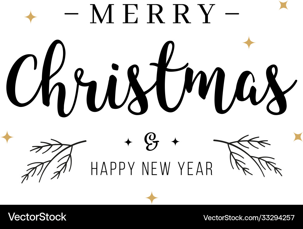 Merry christmas greeting text lettering isolated Vector Image