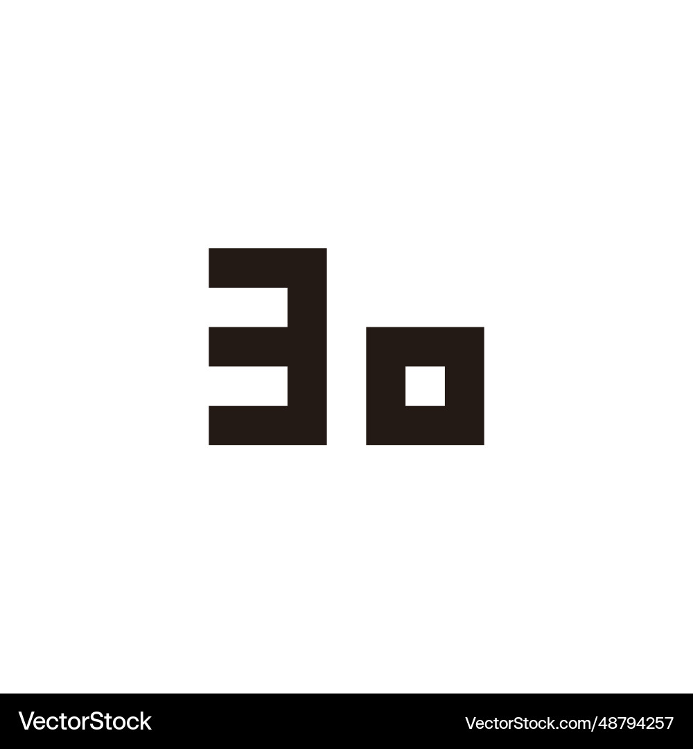 Number 3 0 square geometric symbol simple logo Vector Image