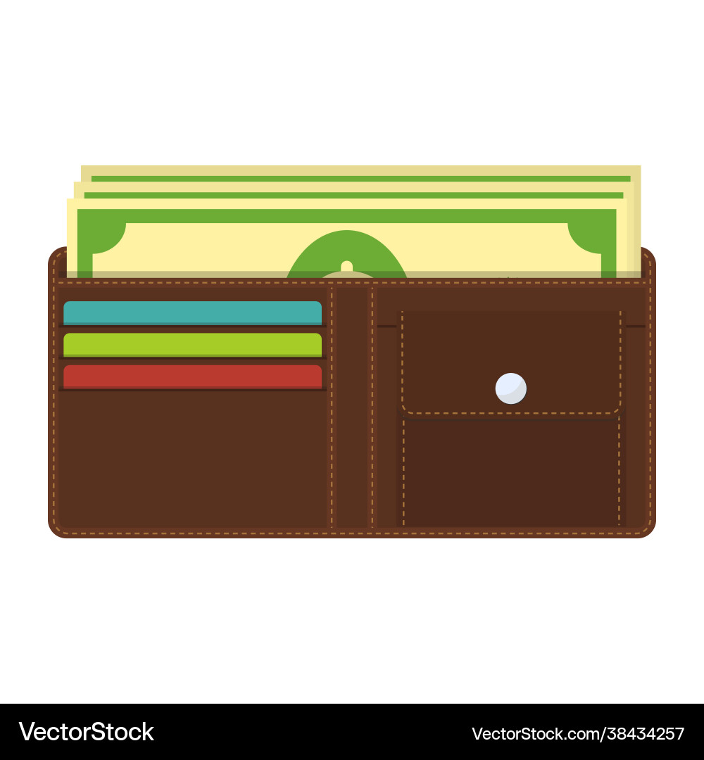 Open wallet with banknotes and credit cards Vector Image