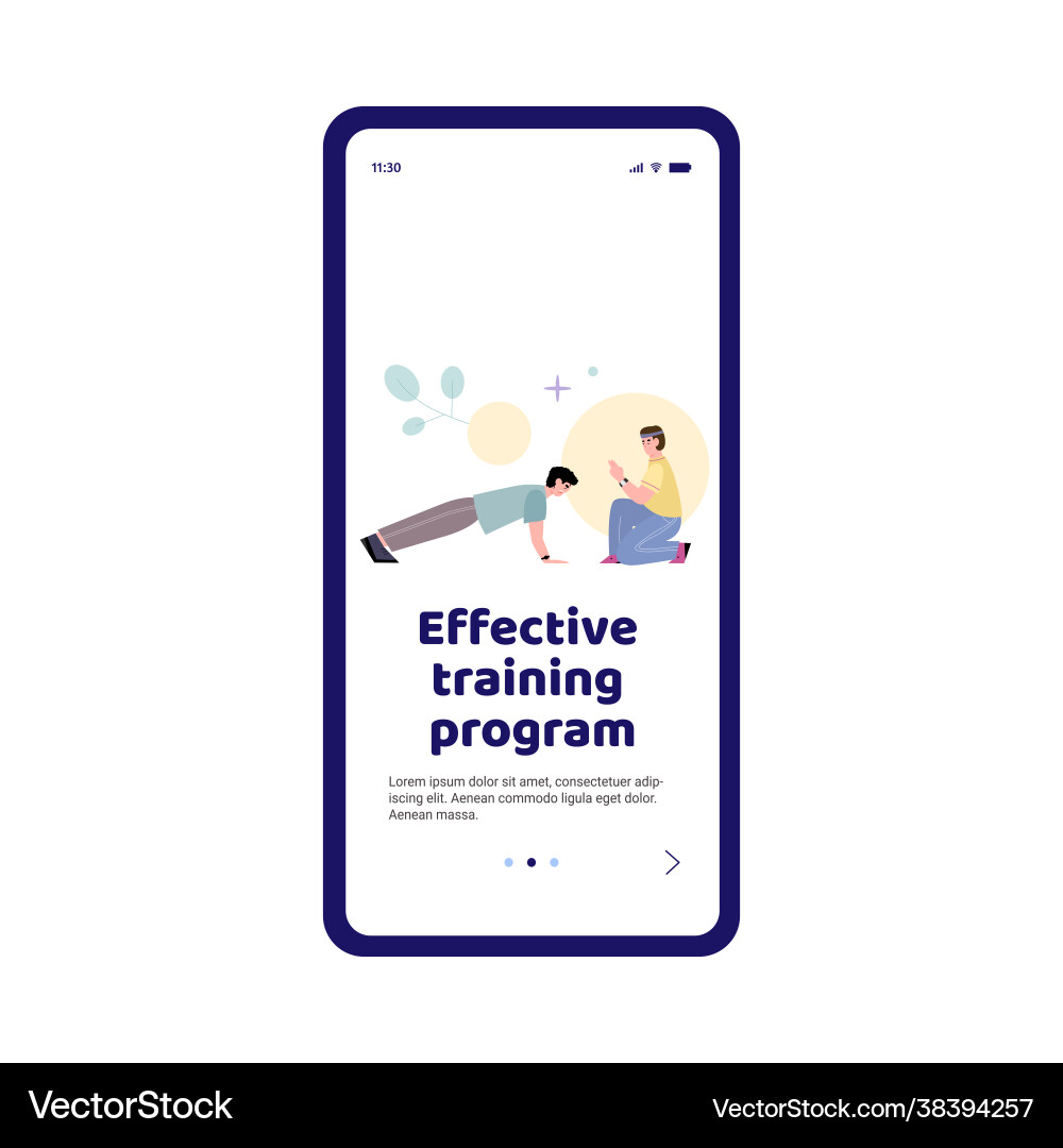 Smartphone app for trainings under guidance Vector Image