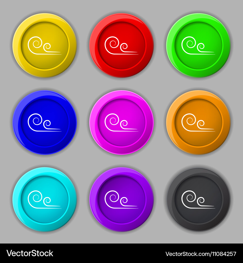 Wind icon sign symbol on nine round colourful Vector Image