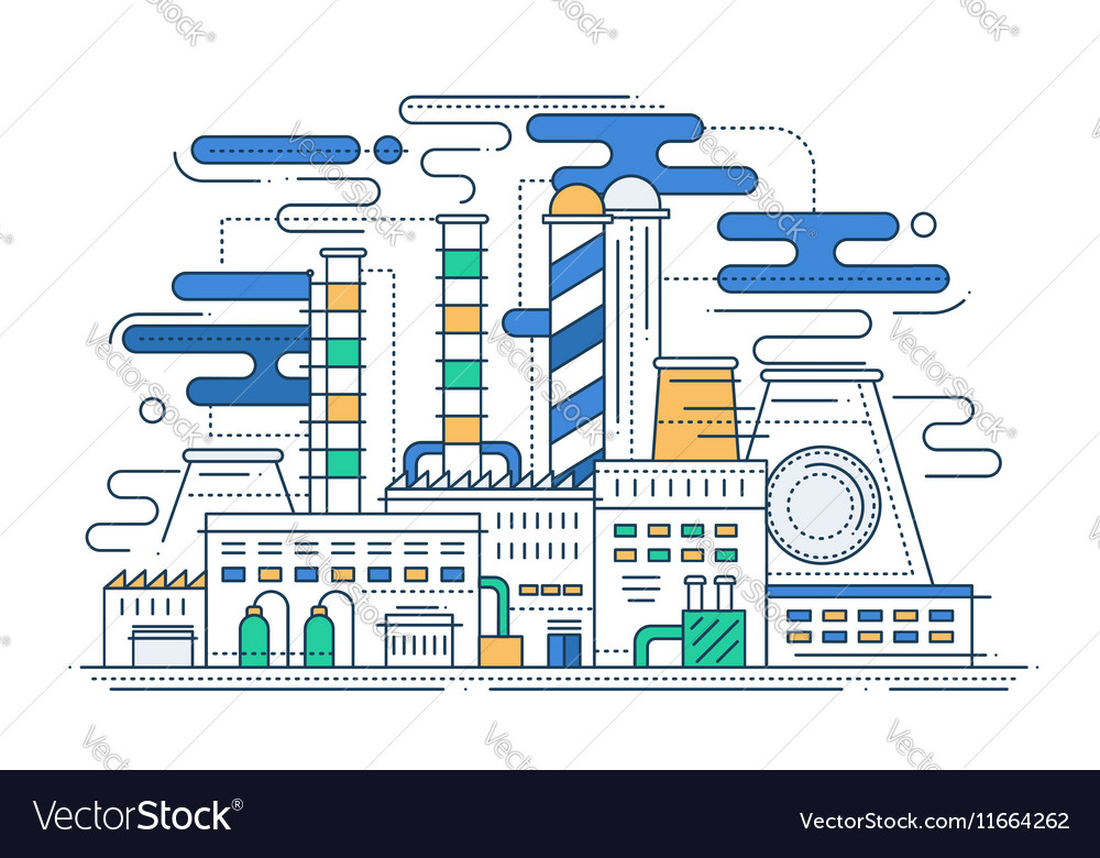 Factory - line design composition Royalty Free Vector Image