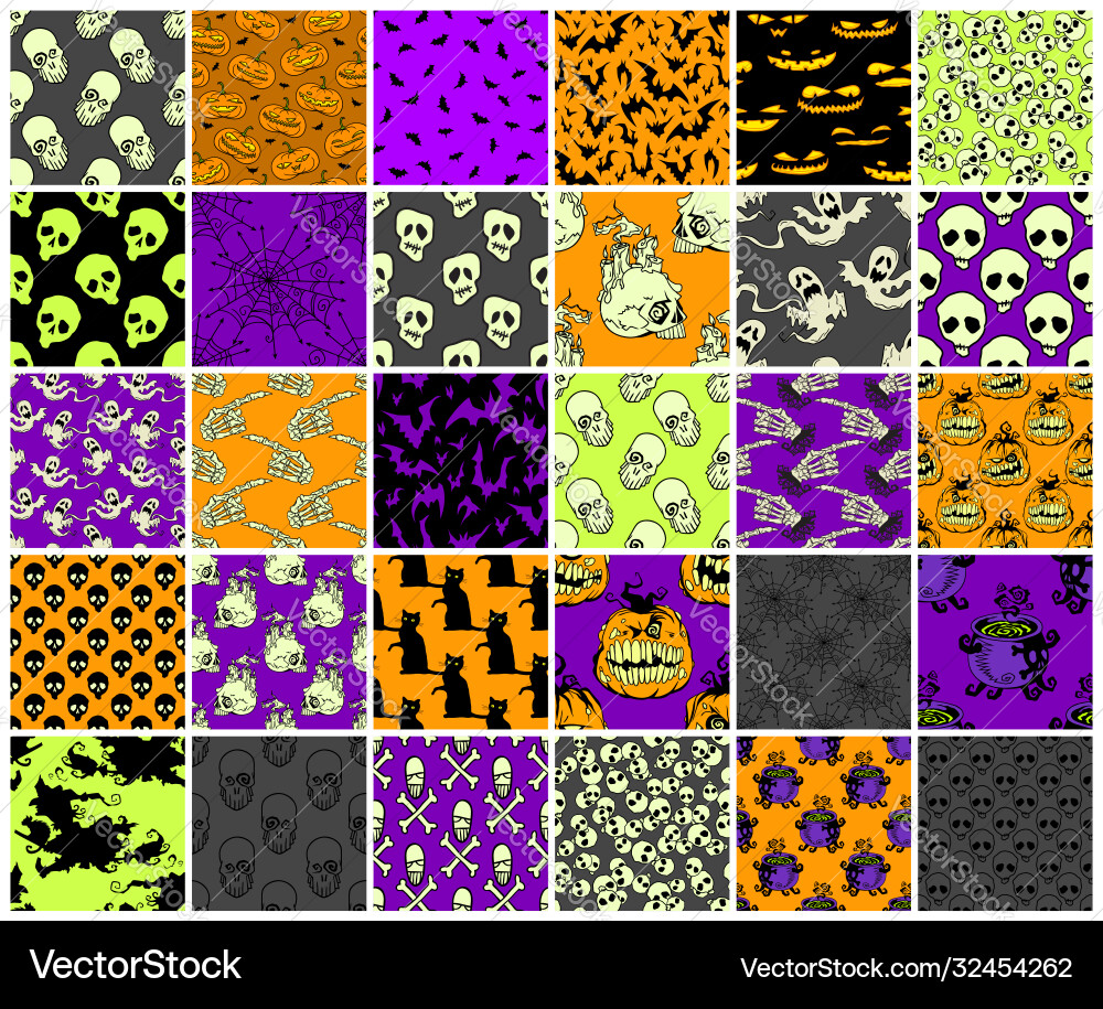 Halloween seamless patterns set Royalty Free Vector Image
