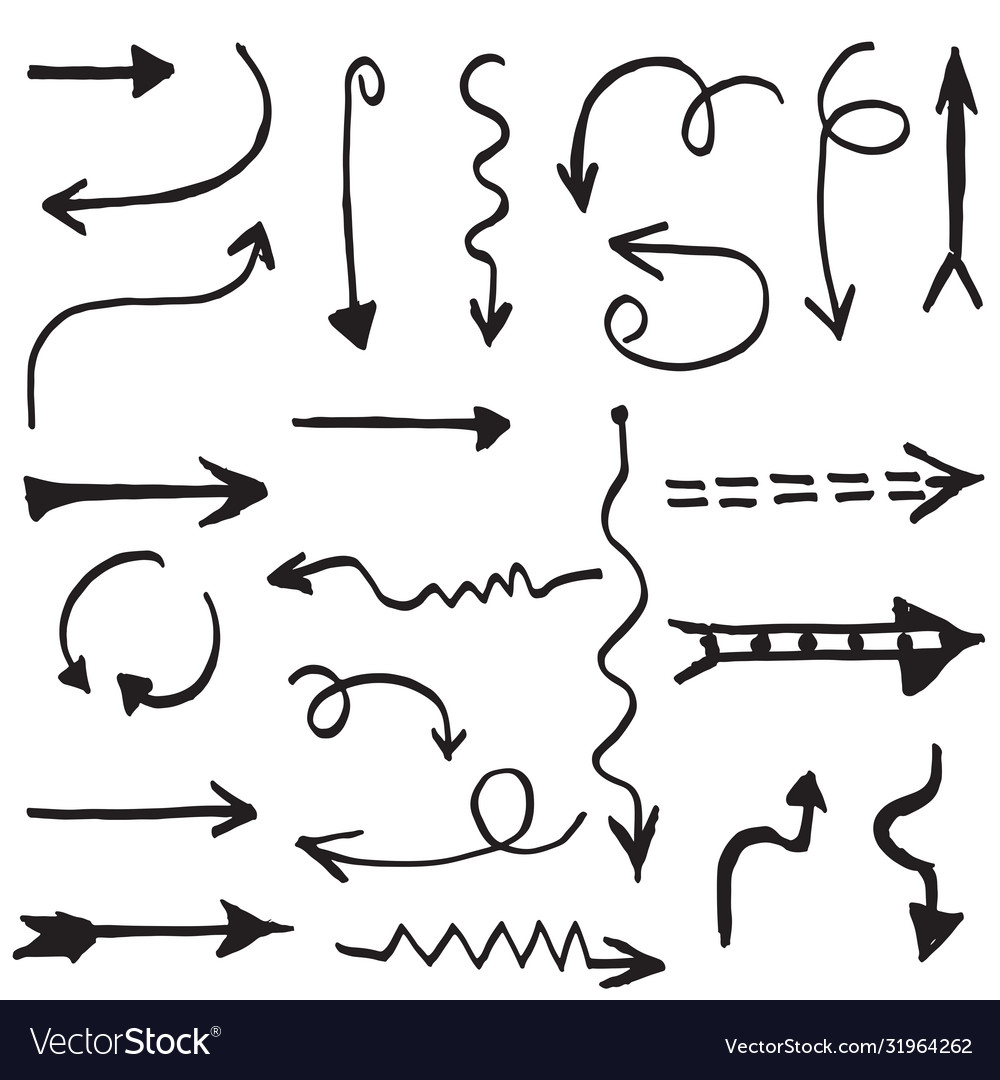 Hand drawn doodle arrow set Royalty Free Vector Image