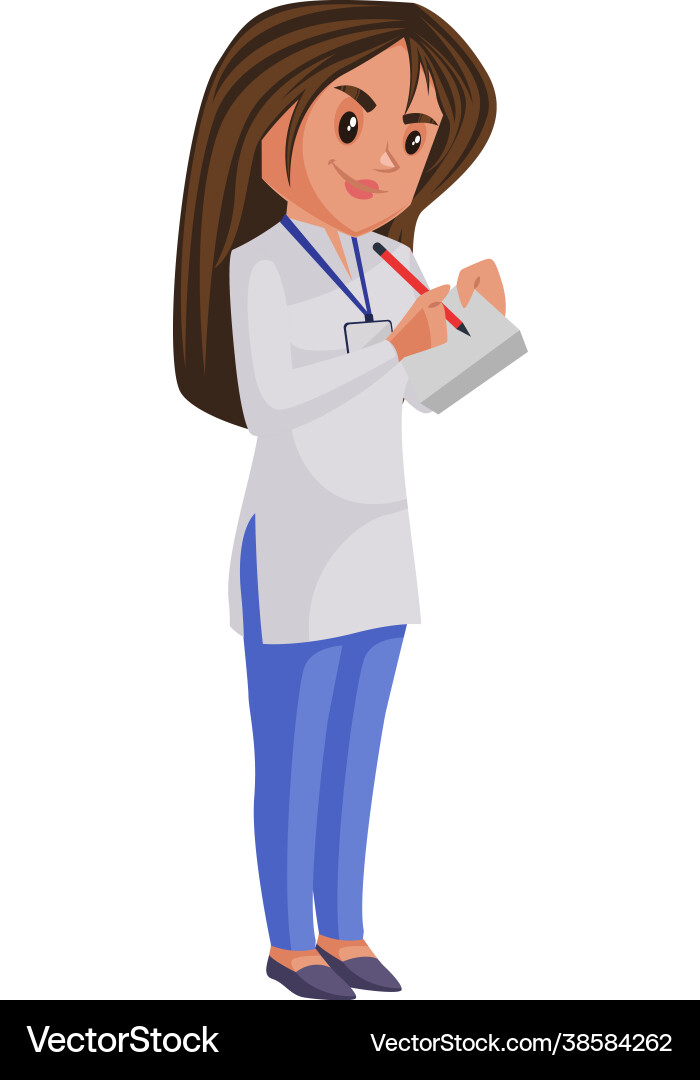 Lady journalist cartoon character Royalty Free Vector Image