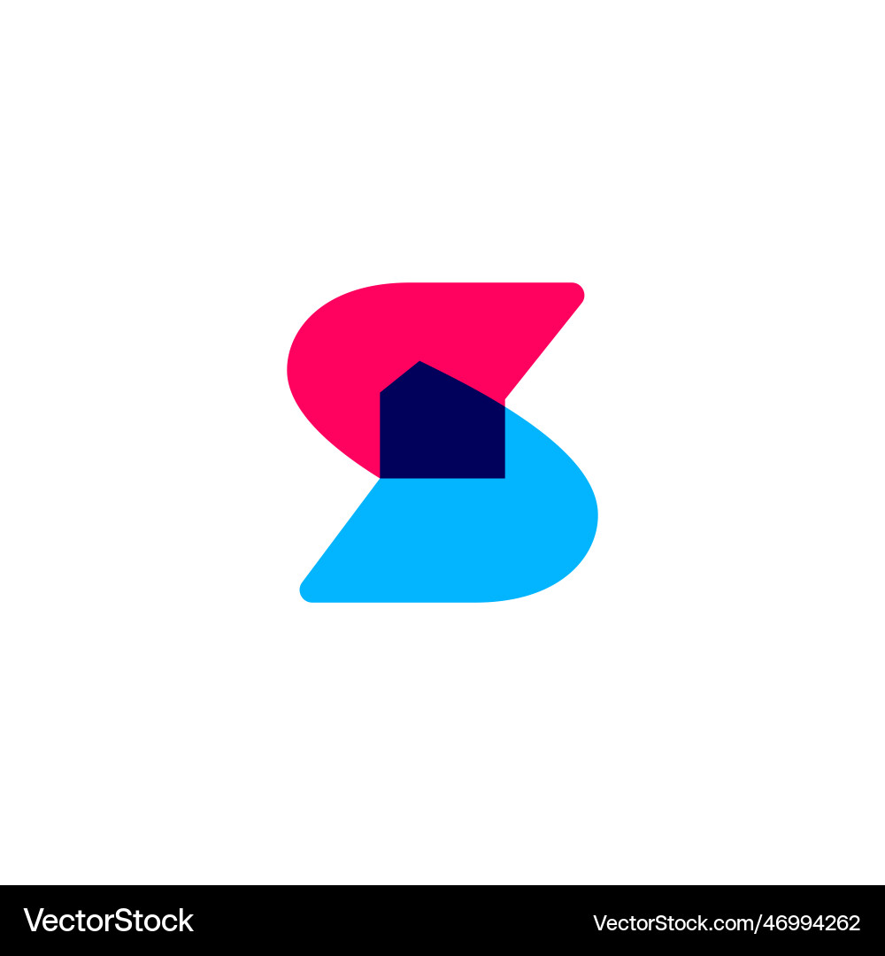 Letter s initial house home multiply color logo Vector Image
