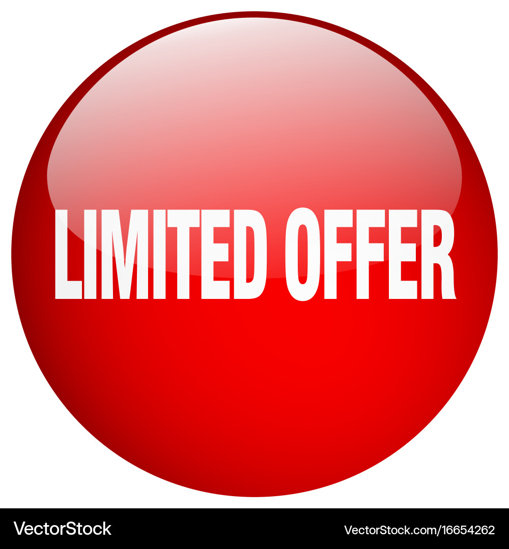 Limited offer red round gel isolated push button Vector Image