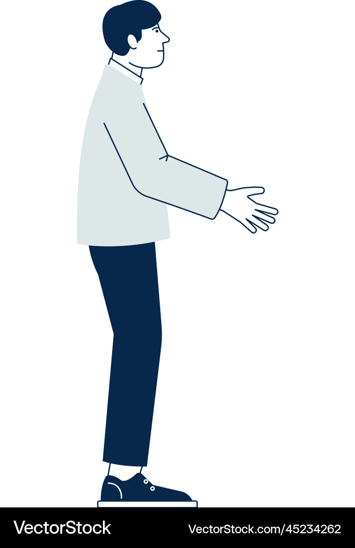 Man with open arms side view catching person Vector Image