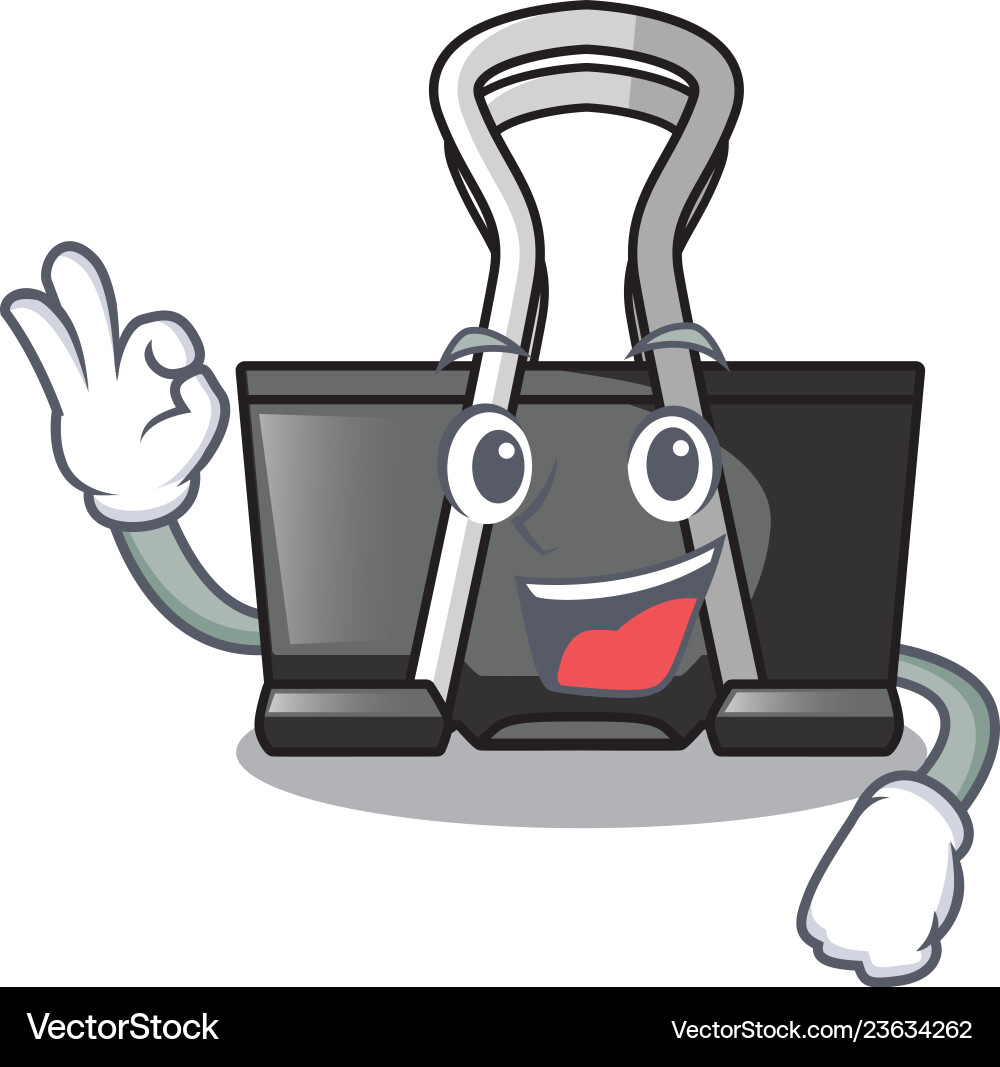 Okay binder clip isolated on cartoon Royalty Free Vector