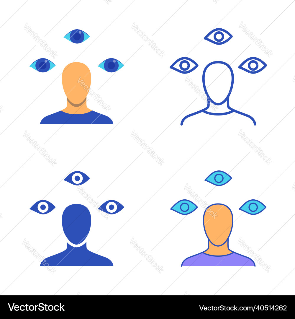 Paranoia disorder icon set in flat and line style Vector Image